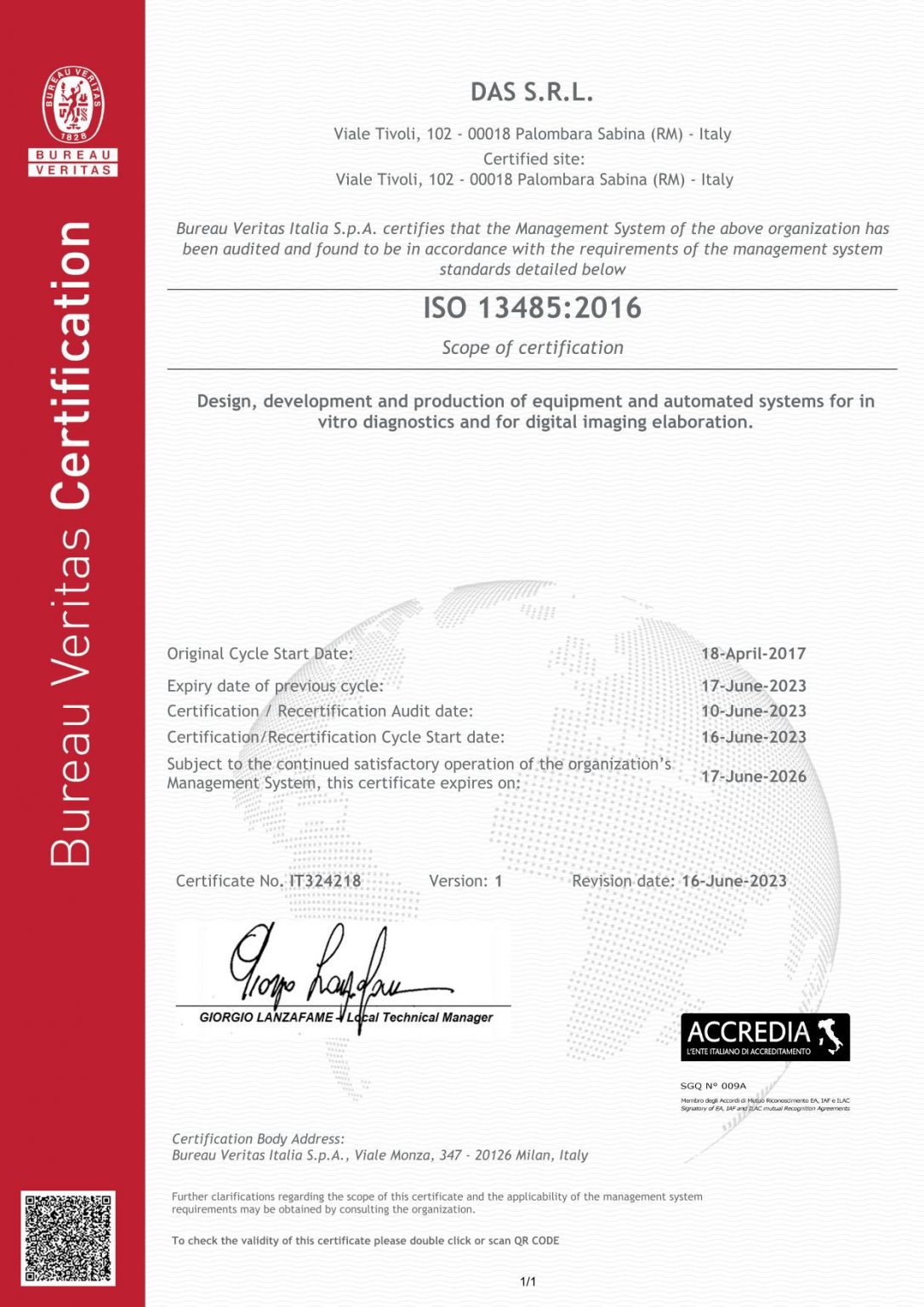 Certification EN ISO 13485 – DASITALY